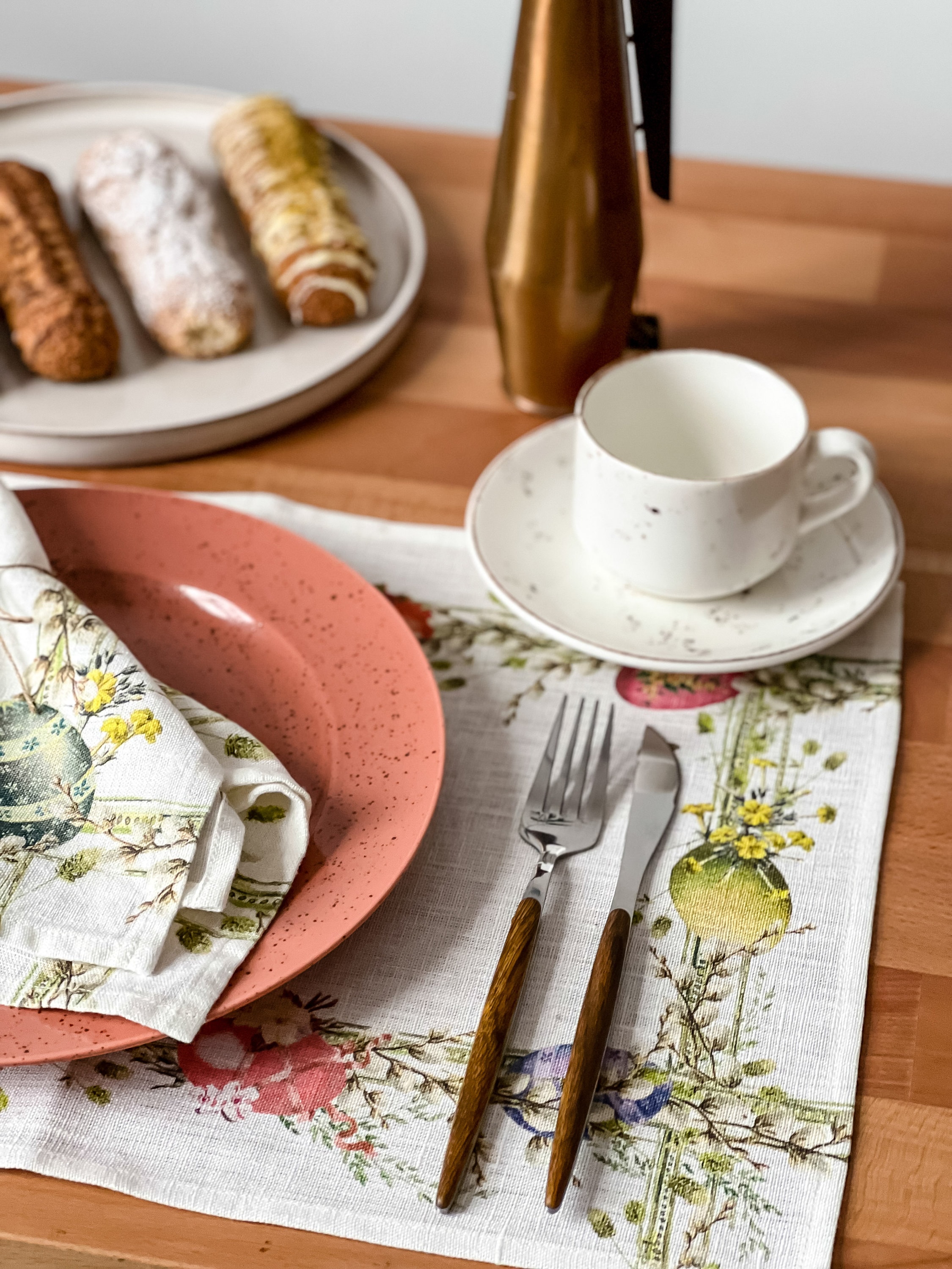 Easter Placemats Easter Wreath Easter Linens 100% Linen - Etsy