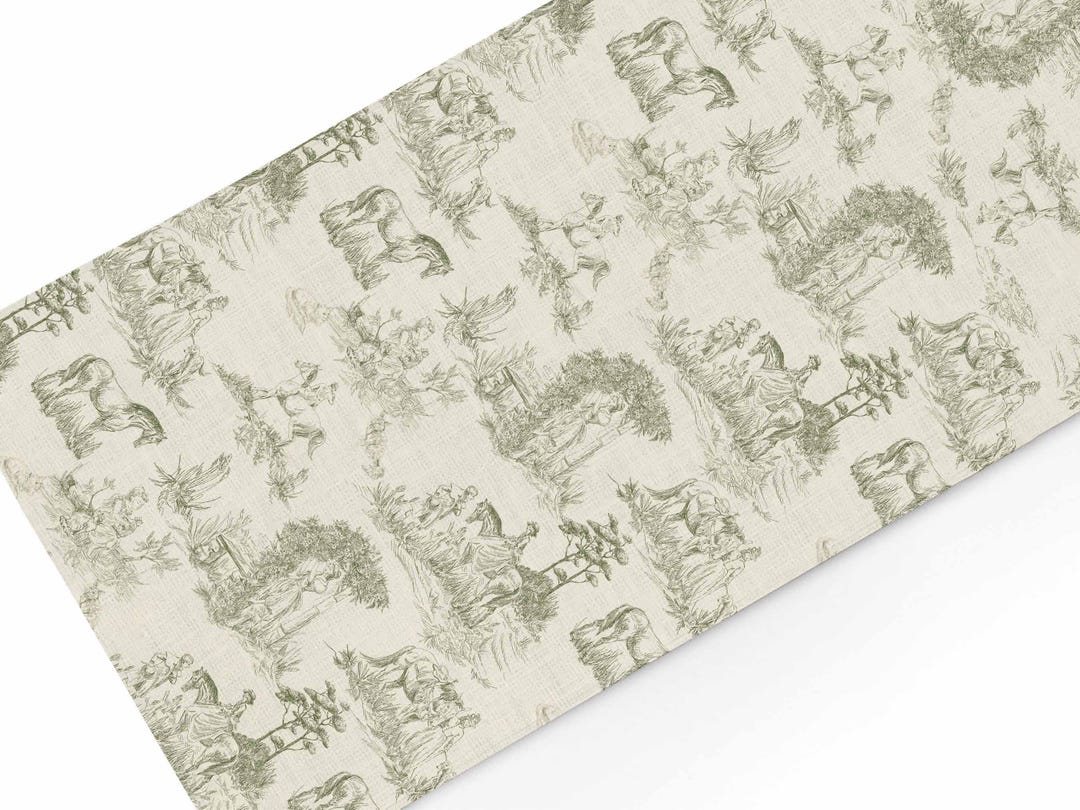 Linen Table Runner, Toile De Jouy Horses Print, Custom Length - Etsy