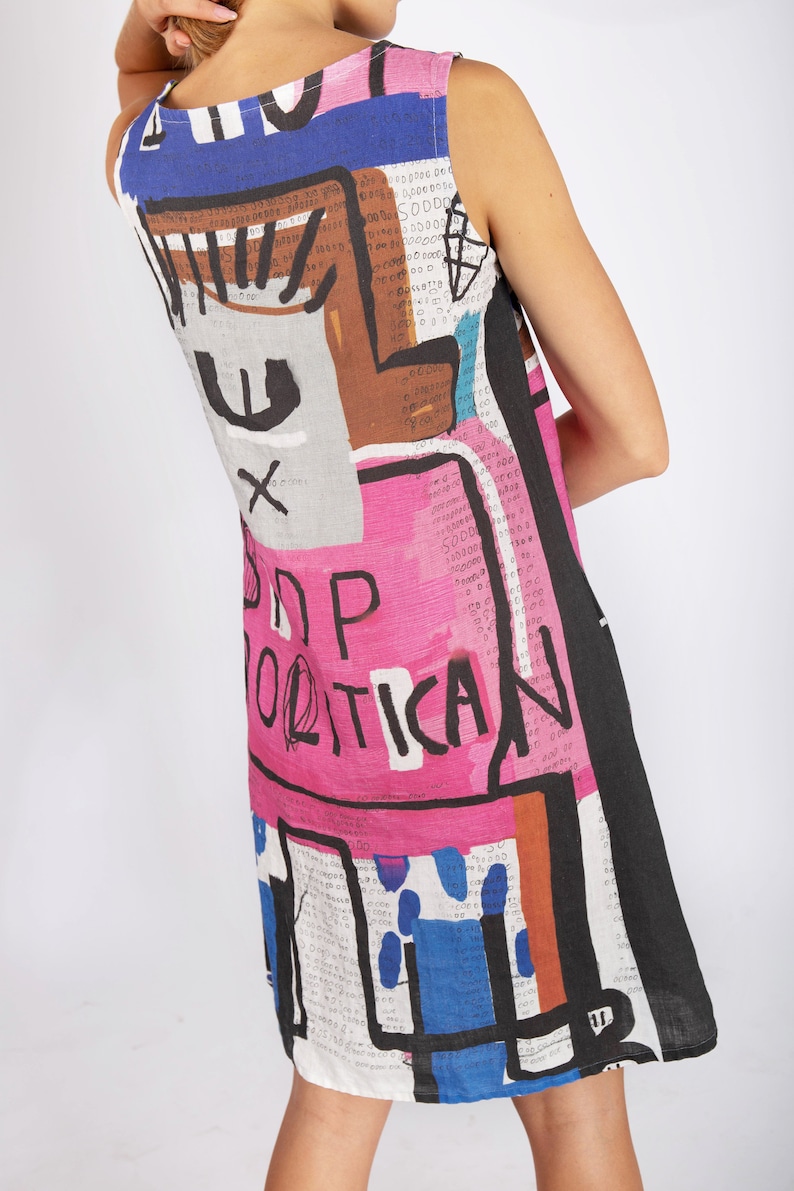 Linen Dress Urban Dress Graffiti Dress Street Wear Linen - Etsy