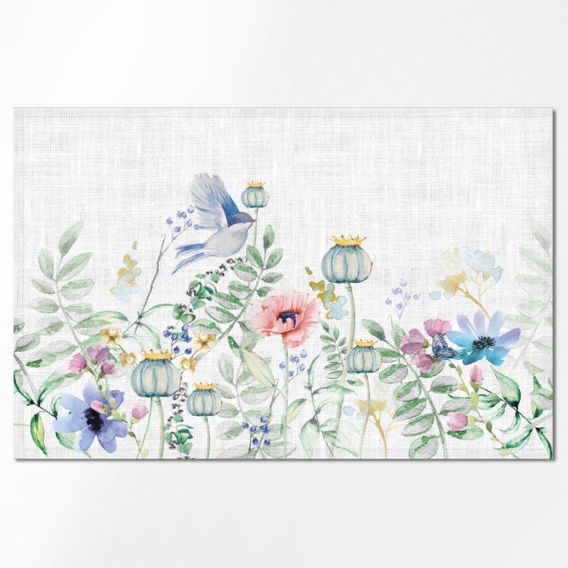 Placemats Set Spring Birds Flowers Linen Placemats Hand - Etsy