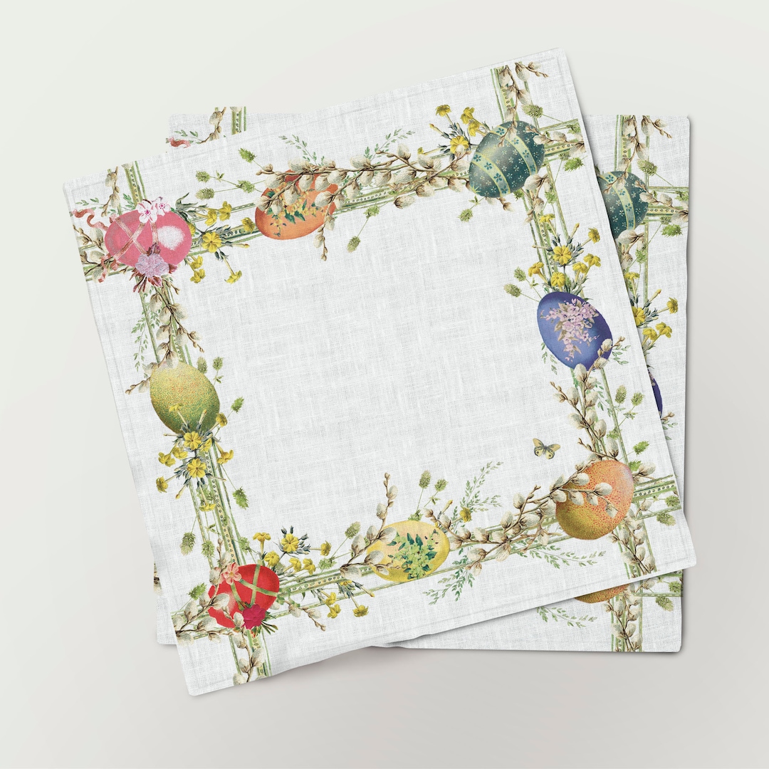 Easter Napkins, Easter Wreath, Easter Decor, Easter Eggs, Linen Napkins ...