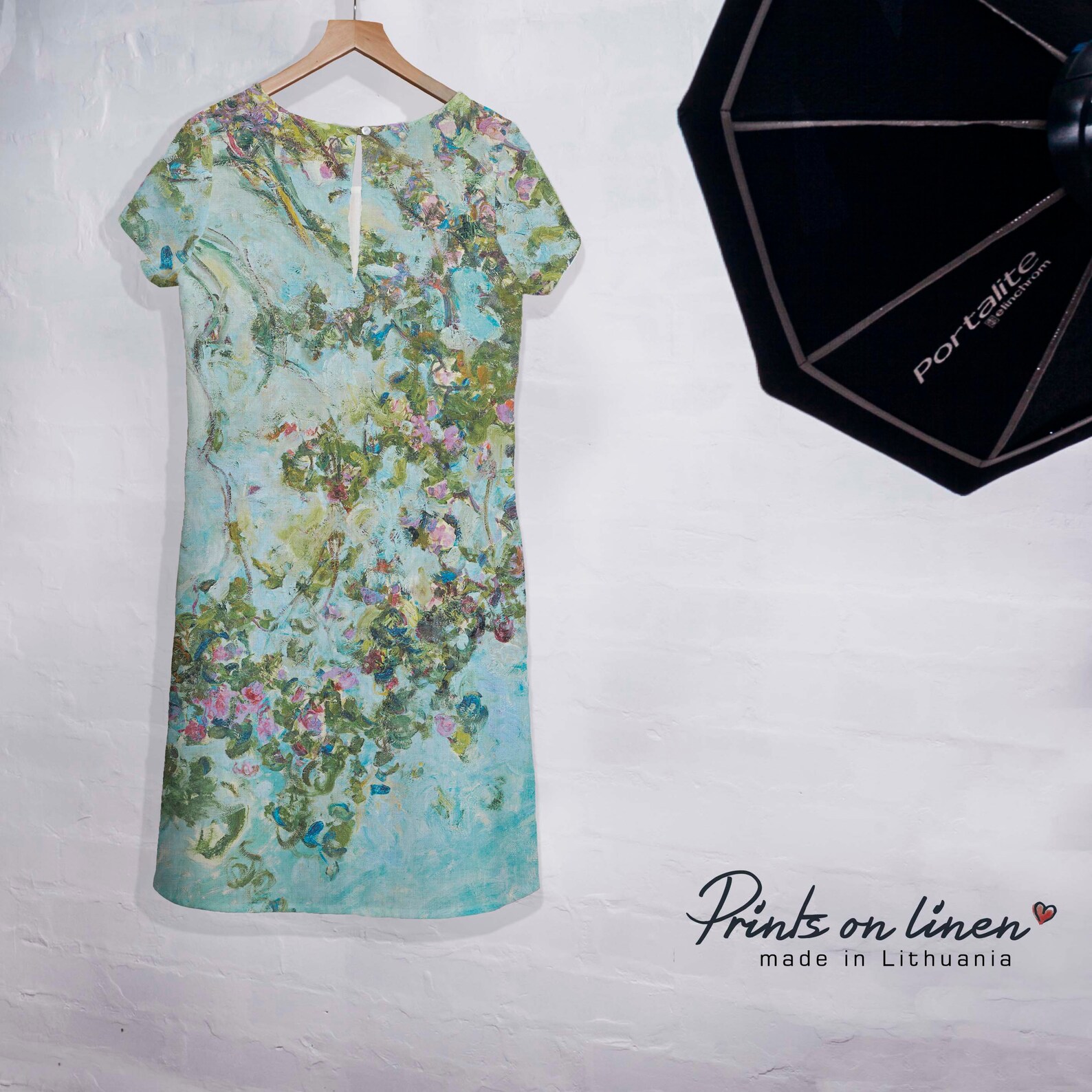 Linen Women Dress, Claude Monet, Monet Dress, Dress With Roses, 100% ...