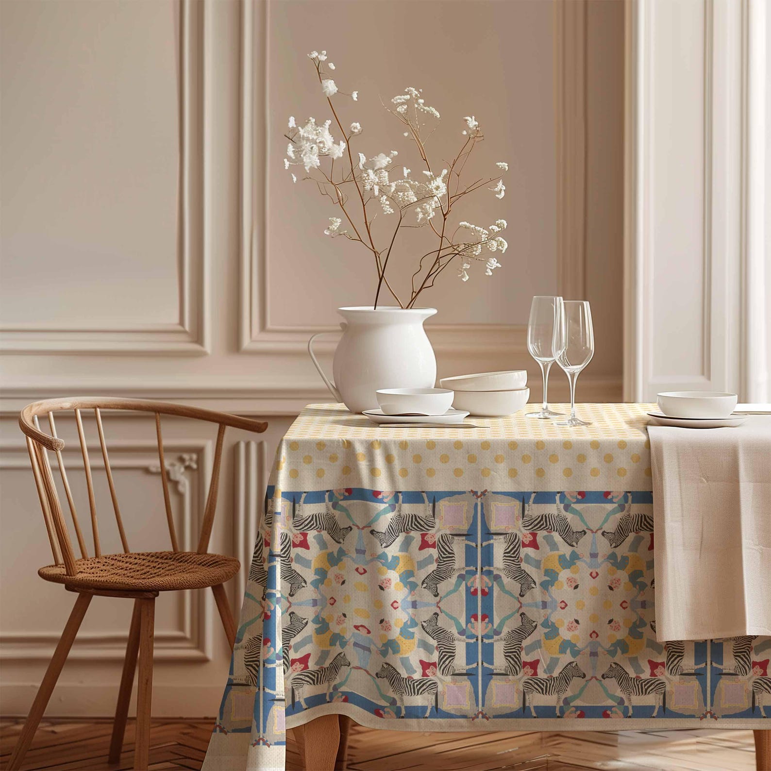 Birthday Tablecloth, Circus, Maxfield Parrish, Vintage Tablecloth ...