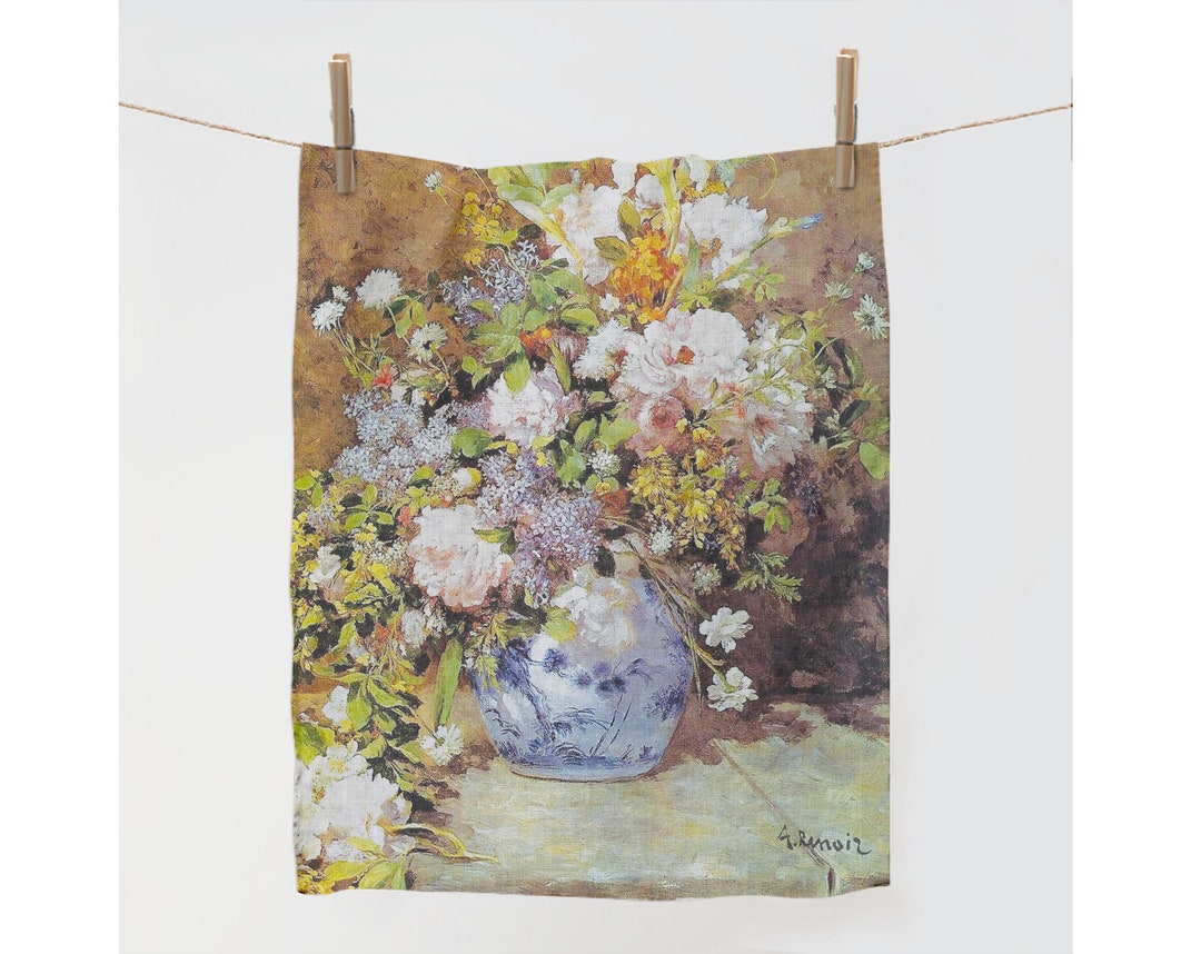 Towel, Spring Bouquet, Pierre-auguste Renoir, Kitchen Towel, Dish Towel ...