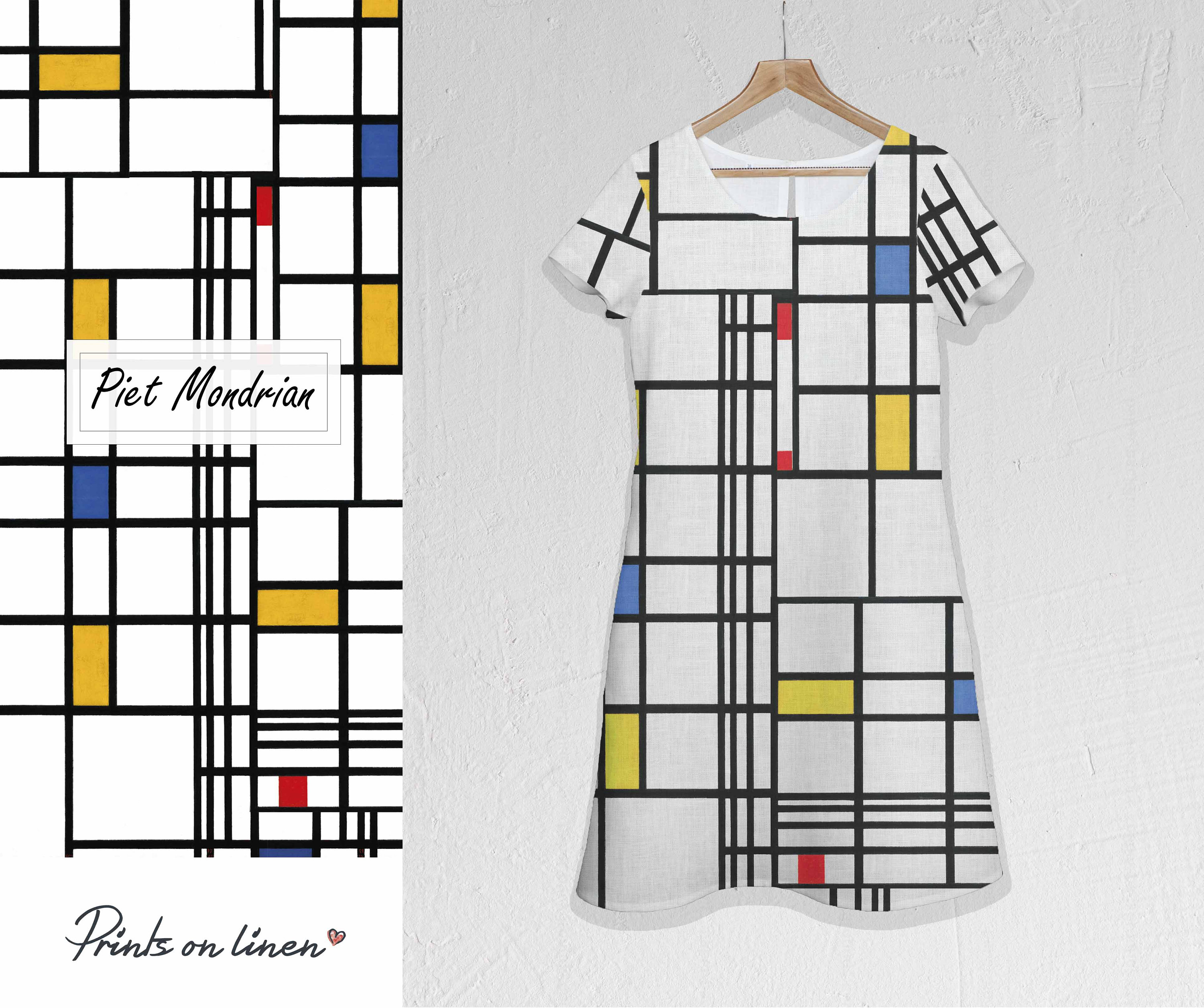 Linen dress, Piet Mondrian, tunic dress, maxi dress, loose dress, boho ...