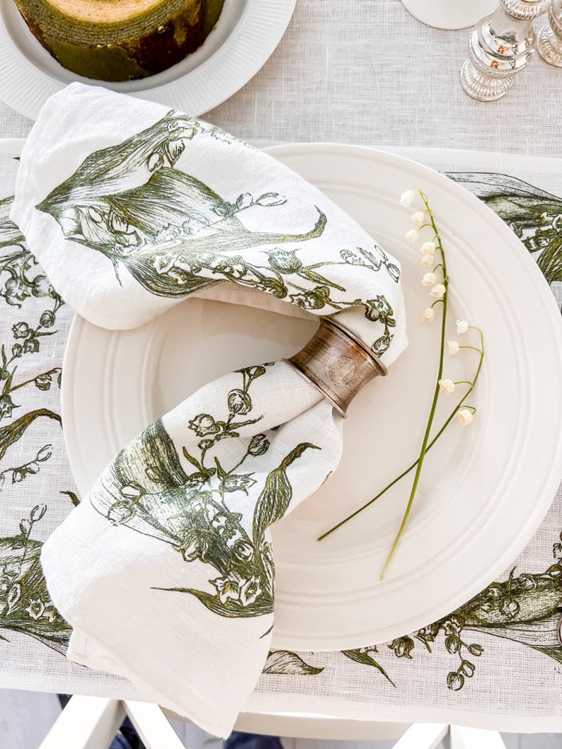 Lily of the Valley Linen Napkins, Easter Spring Decor - Etsy