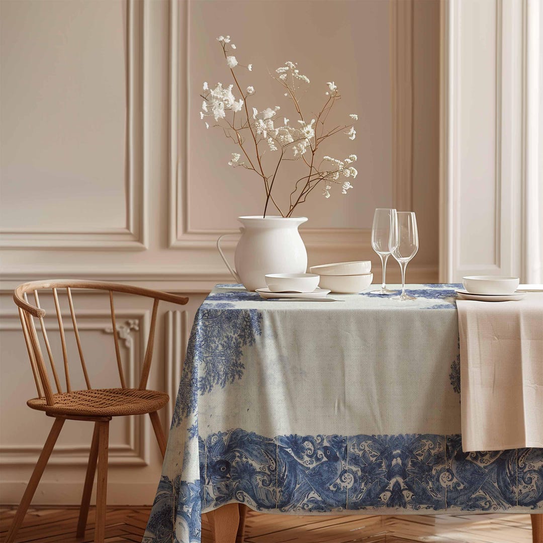 Linen Tablecloth, Frederik Van Frytom River Landscape Print, Oeko-tex ...