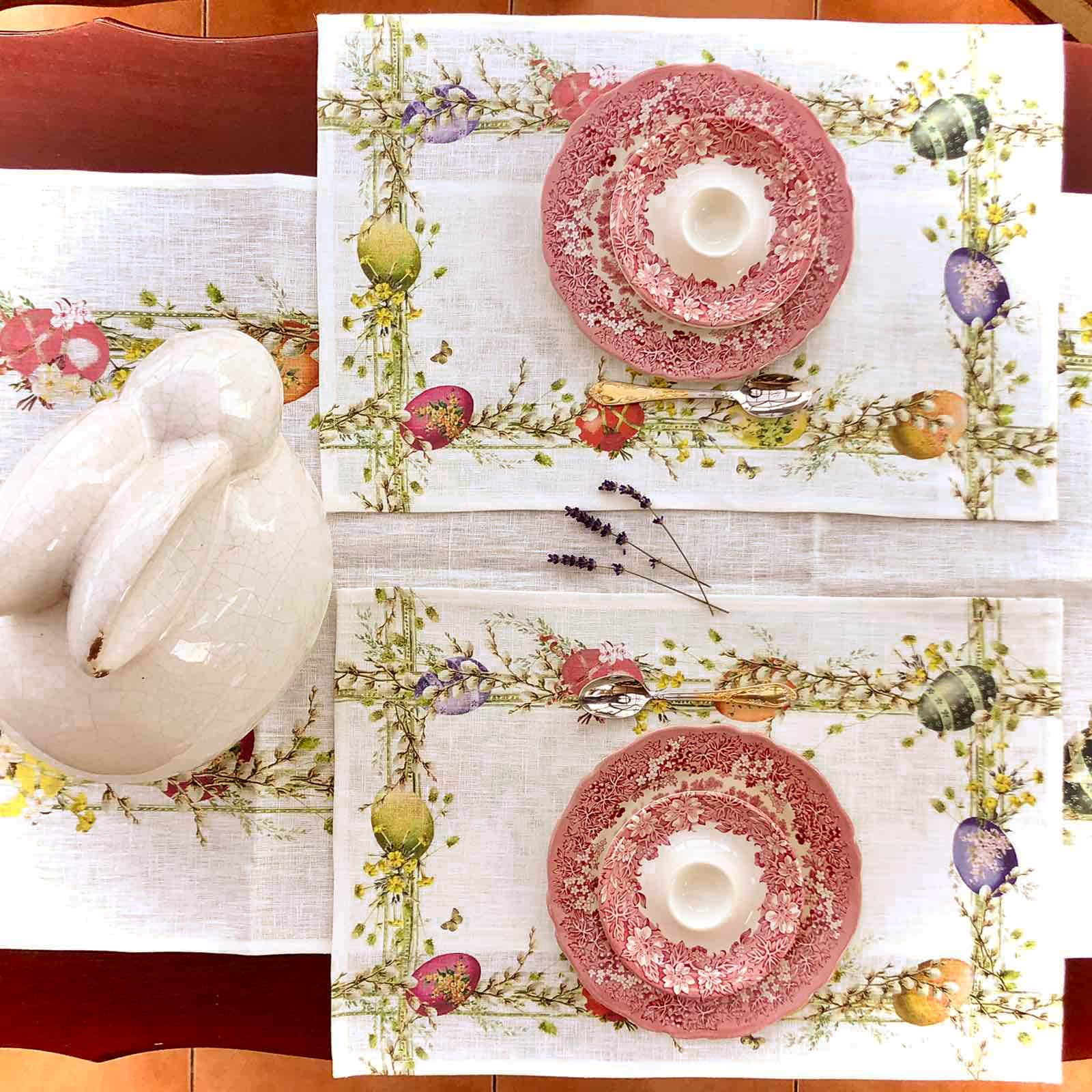 Easter Placemats Easter Wreath Easter Linens 100% Linen - Etsy
