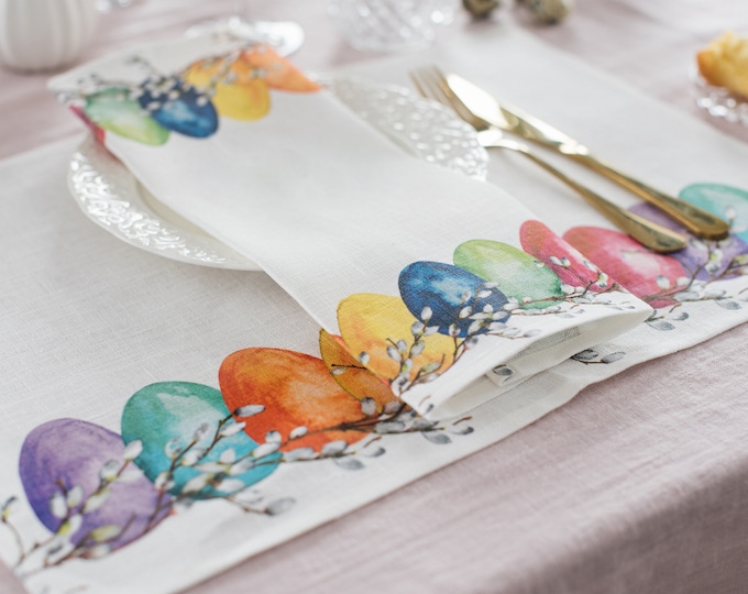 Set of 6 Easter Bunny Green Napkins, Embroidered Rabbit Napkins, Dinner ...