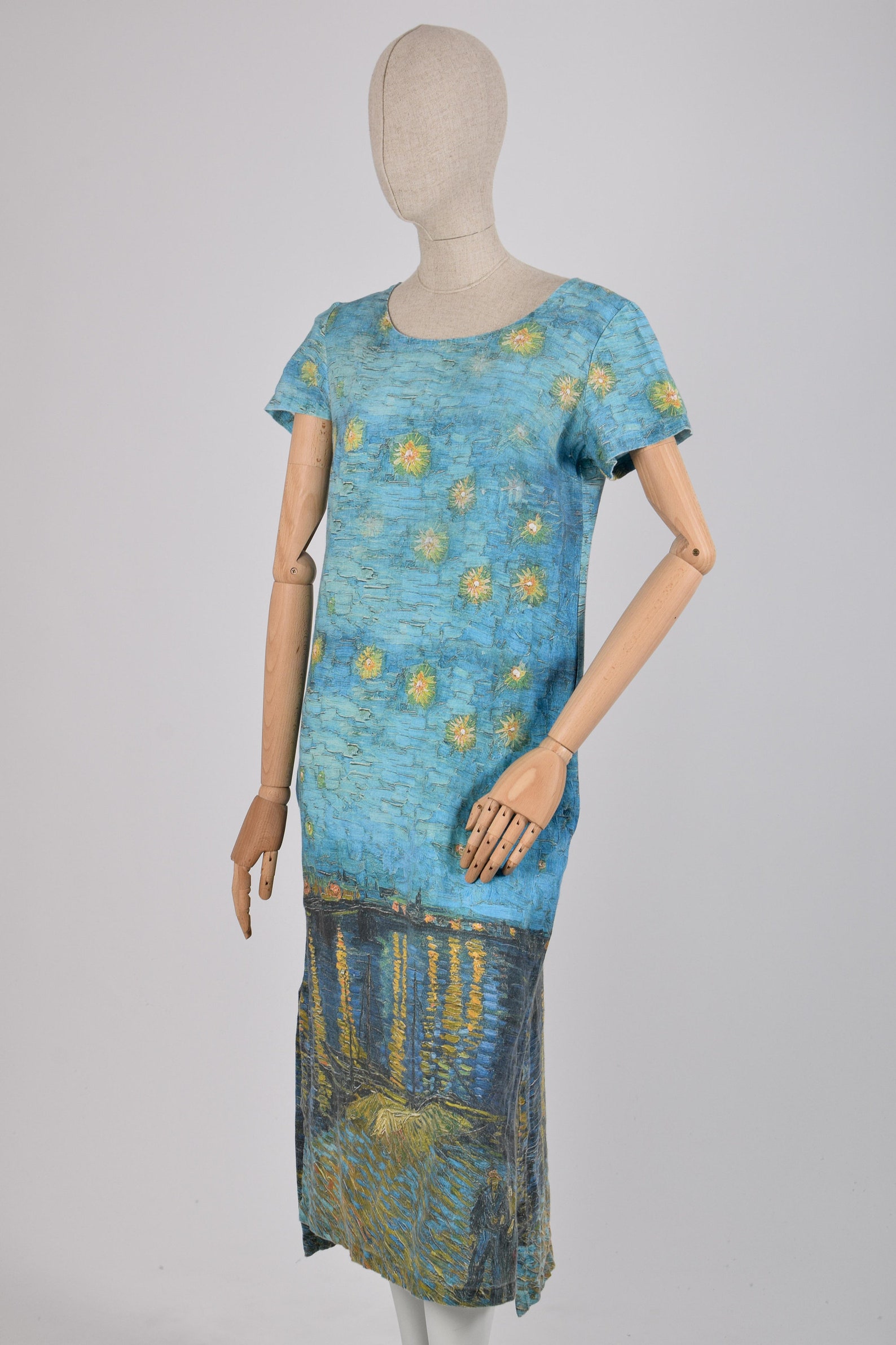 Long Linen Women Dress Vincent Van Gogh Starry Night Tunic | Etsy