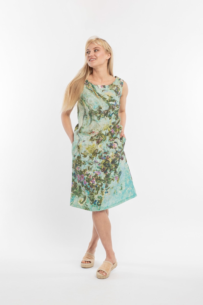 Linen Women Dress Claude Monet Monet Dress Dress With - Etsy
