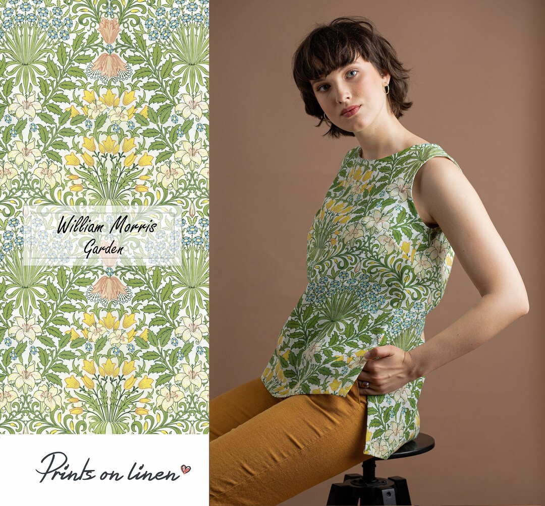 Linen Top, William Morris, Garden, Women Blouse, Linen Shirt, Tank Top ...
