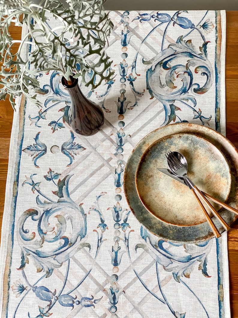 Table Runner Art Dec Linen Table Top 100% Linen Custom - Etsy