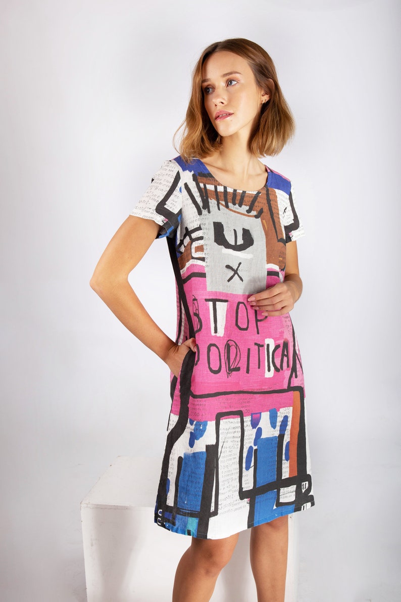 Linen Dress Urban Dress Graffiti Dress Street Wear Linen - Etsy
