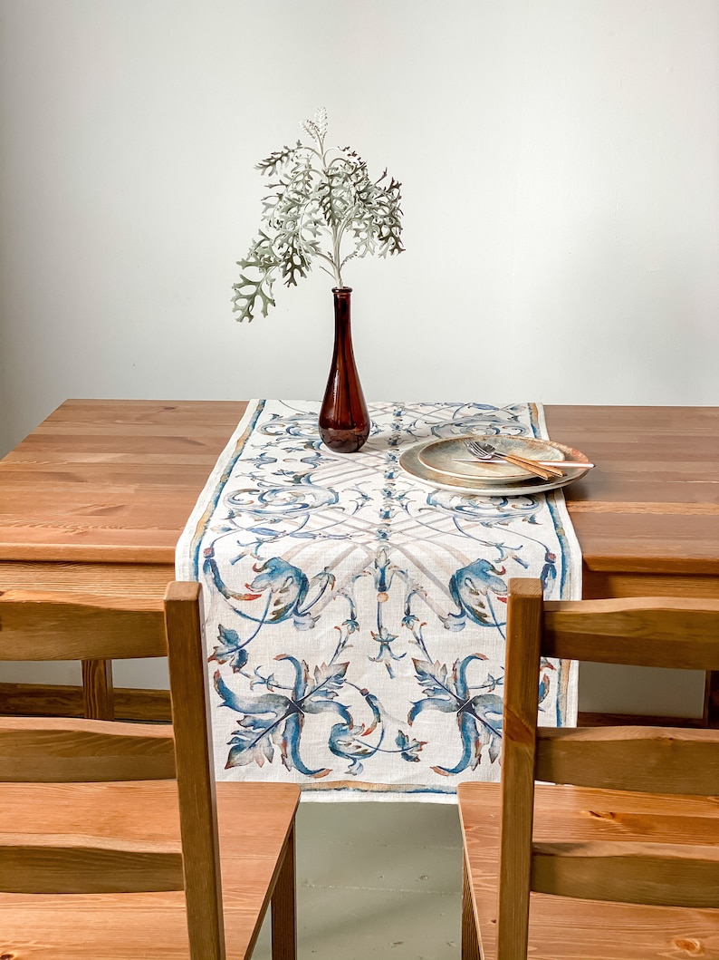 Table Runner Art Dec Linen Table Top 100% Linen Custom - Etsy