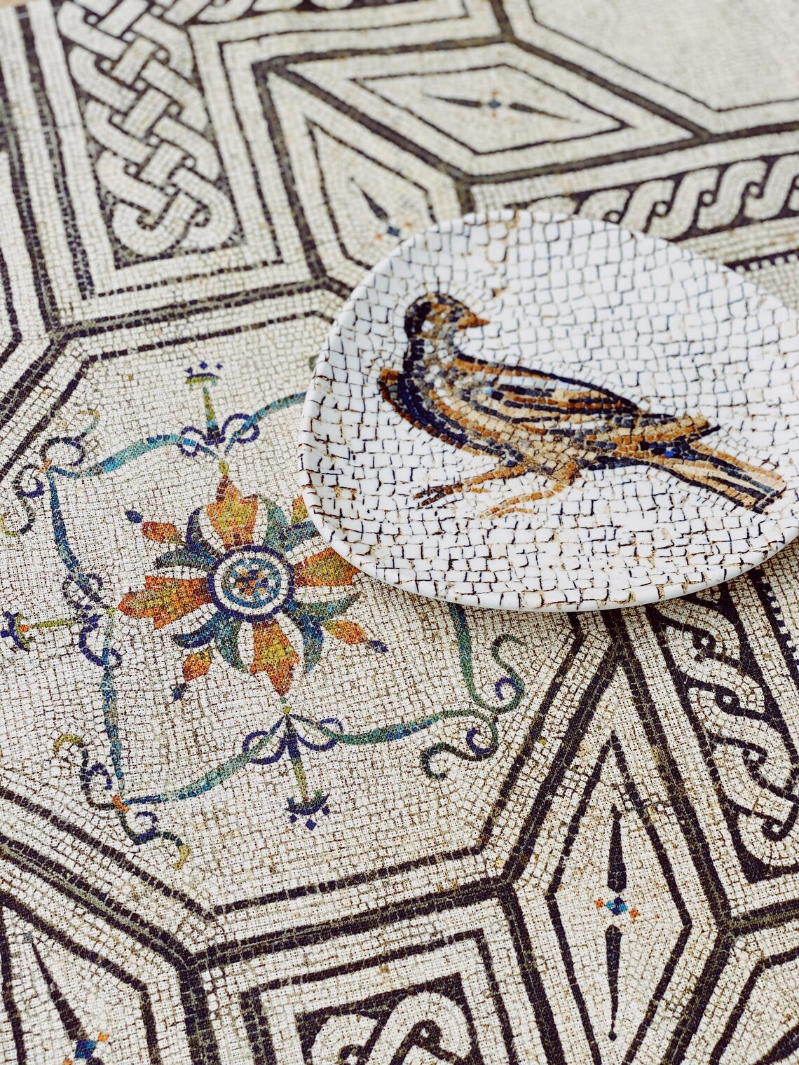 Table Runner Egyptian Mosaic Linen Table Runner Custom | Etsy