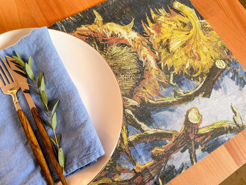 Juego de manteles individuales de lino con girasoles de Van Gogh - Etsy ...