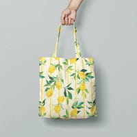 Citrus Limon Cotton Canvas Tote Bag, Lemon Shopping Bag, Summer ...