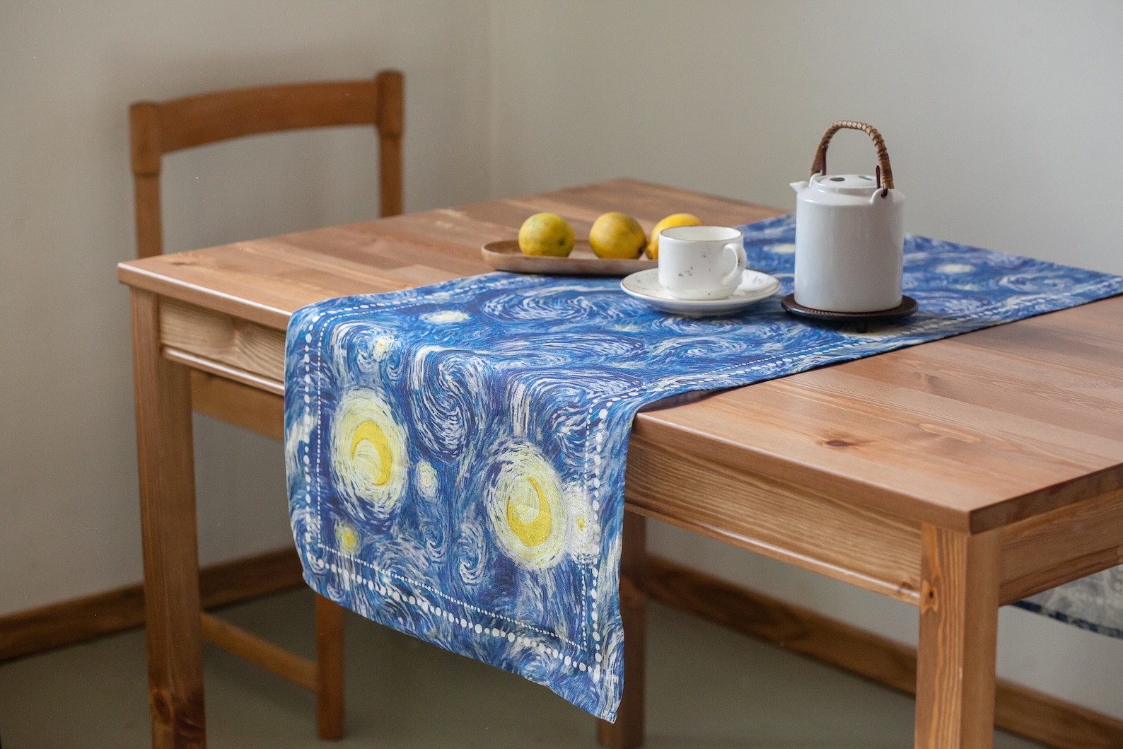 Table Runner, Vincent Van Gogh, Starry Night, Linen Table Runner, Table ...