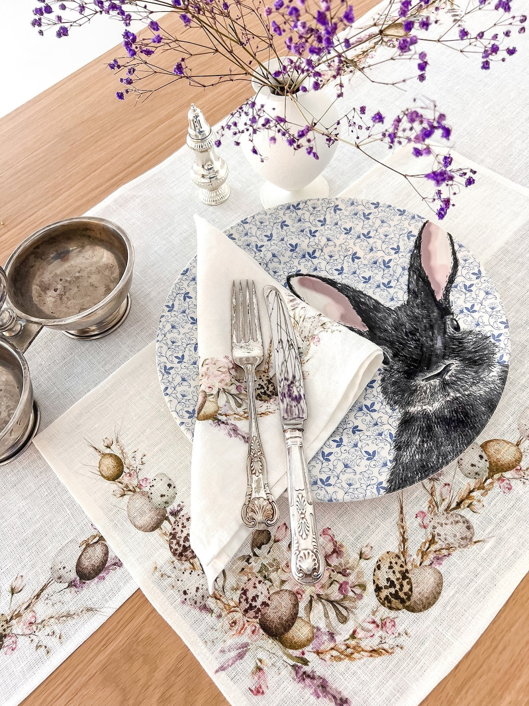 Easter Decor, Linen Napkins Set, Easter Ornament, Pink Easter, Eggs ...