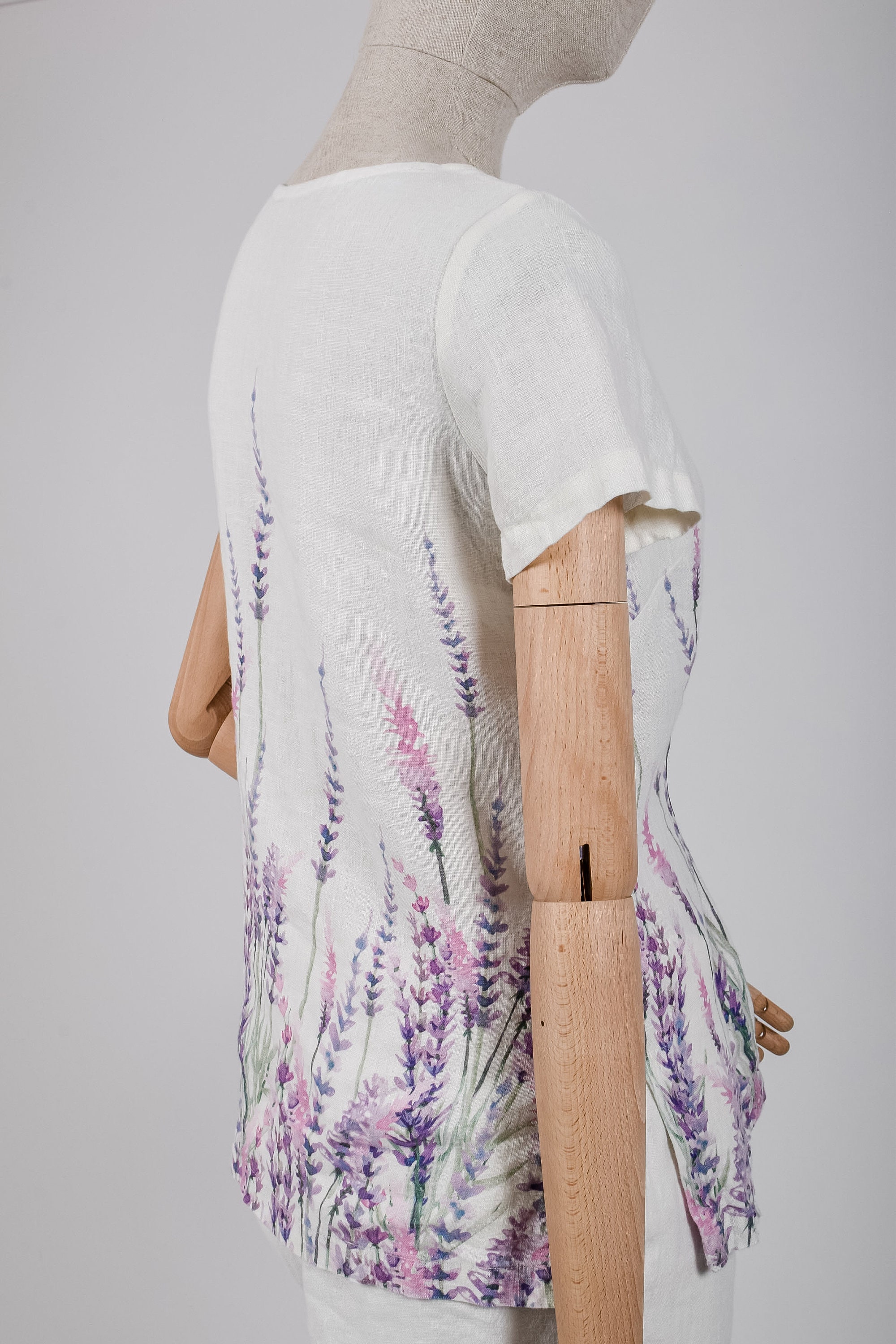 Linen top, lavender, summer shirt, linen shirt short sleeves, natural ...