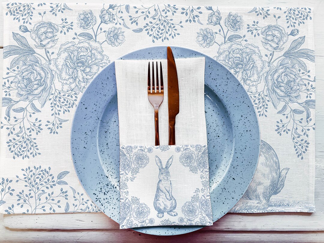 Cutlery Holder, Easter Bloom, Rabbit Robert, Easter Table Decor, Linen ...
