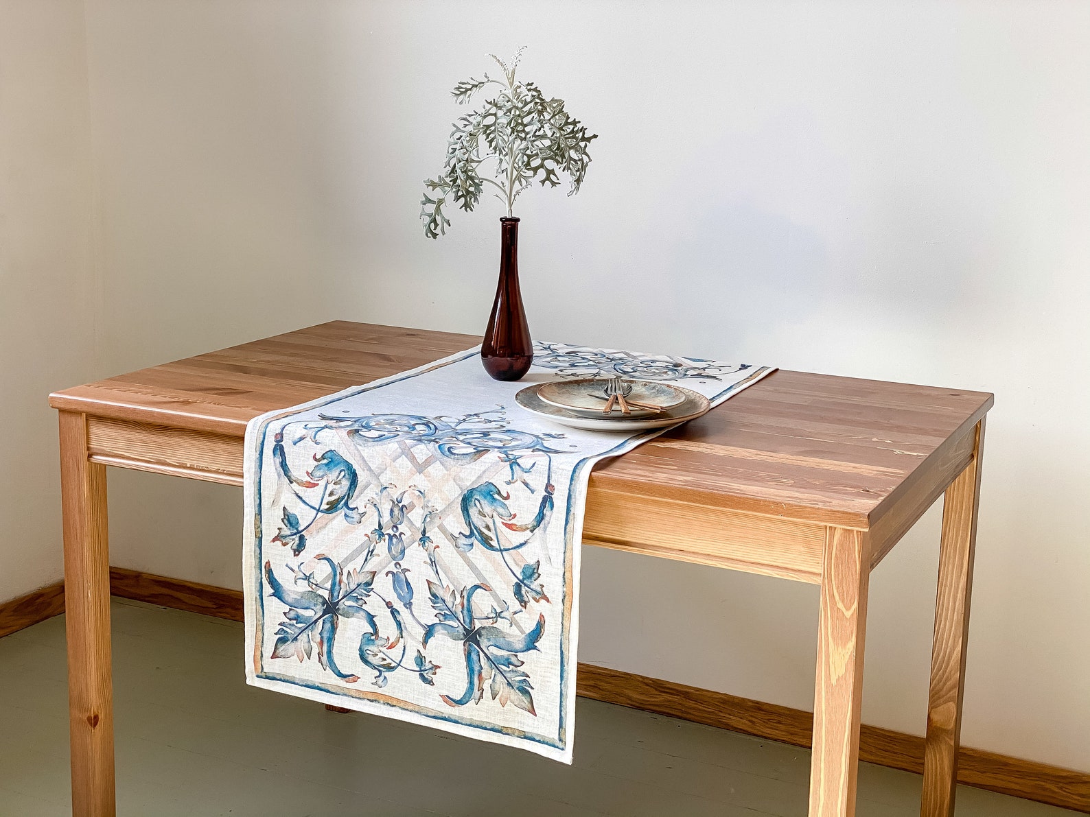 Table Runner Art Deco Linen Table Top 100% Linen Christmas - Etsy