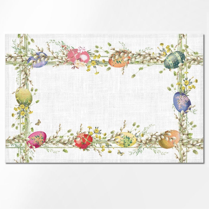 Easter Placemats Easter Wreath Easter Linens 100% Linen - Etsy