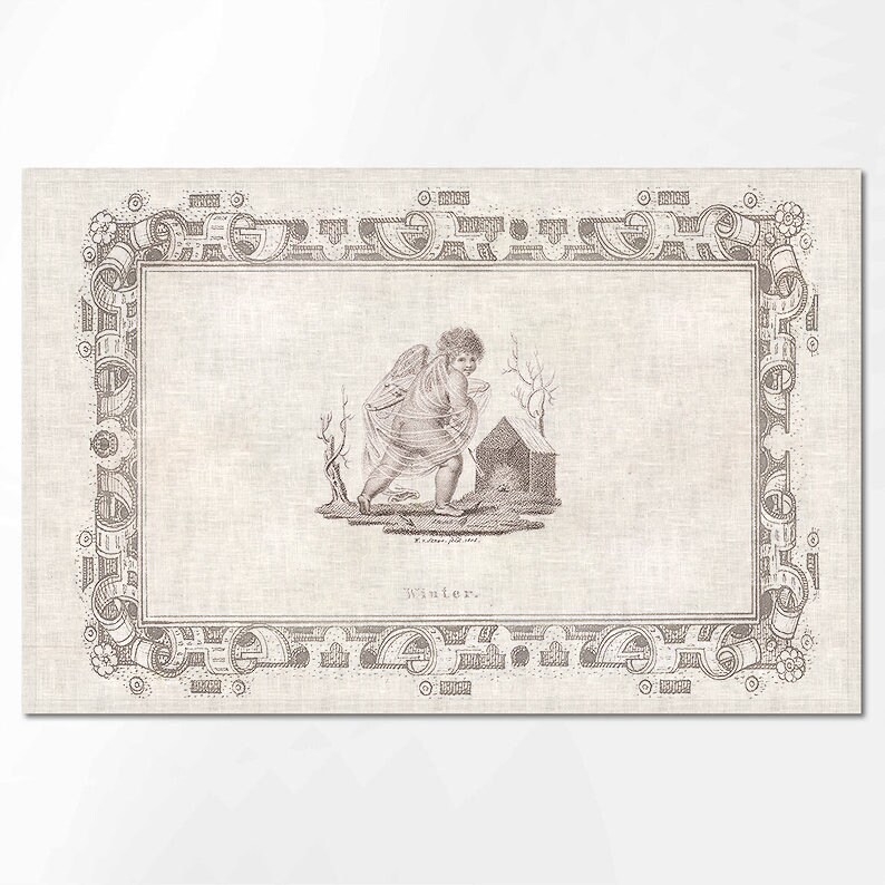 Placemats Set Putto With Shawl Willem Van Senus 1808 Linen - Etsy