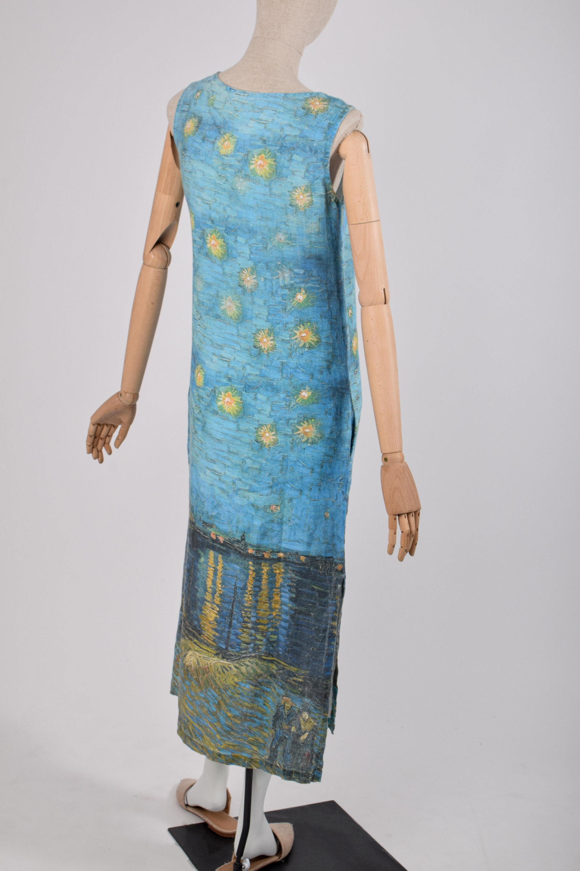 Long linen women dress, Vincent van Gogh, Starry Night, tunic dress ...