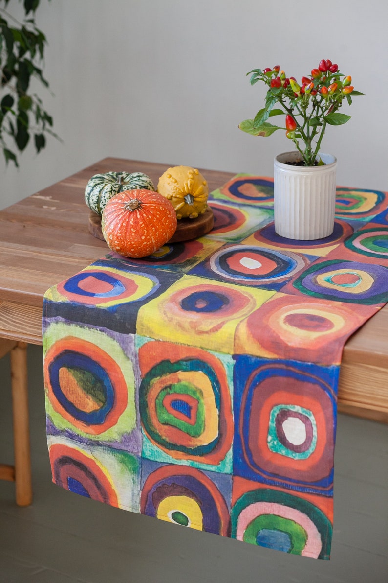 Kandinsky Linen Table Runner, Abstract Art Print - Etsy