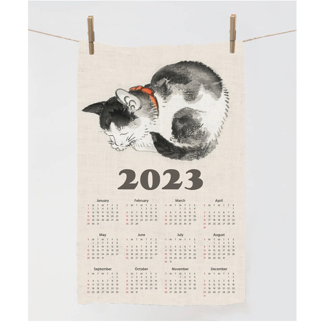 2023 Calendar Towel, Tea Towel, Towel Illustration, Cat Towel, Zodiac ... 2023 Calendar Towel, Tea Towel, Towel Illustration, Cat Towel, Zodiac ...