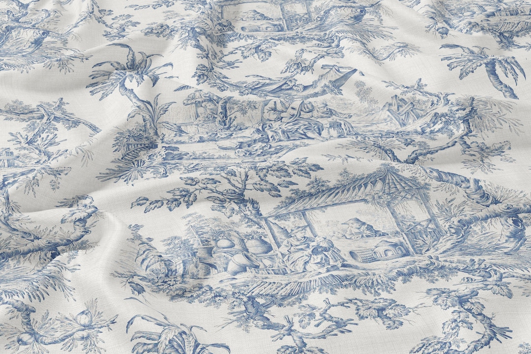 Linen Fabric, Toile De Jouy, Fabric by Yard, Fabric by Meters, 100% ...