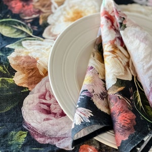 Linen Napkins, Still Life, Floral Napkins, Fabric Napkins, 100% Linen ...