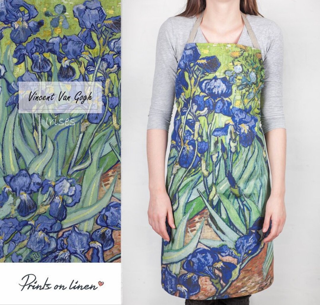 Apron Van Gogh Irises Matching Towel Linen Apron Custom - Etsy