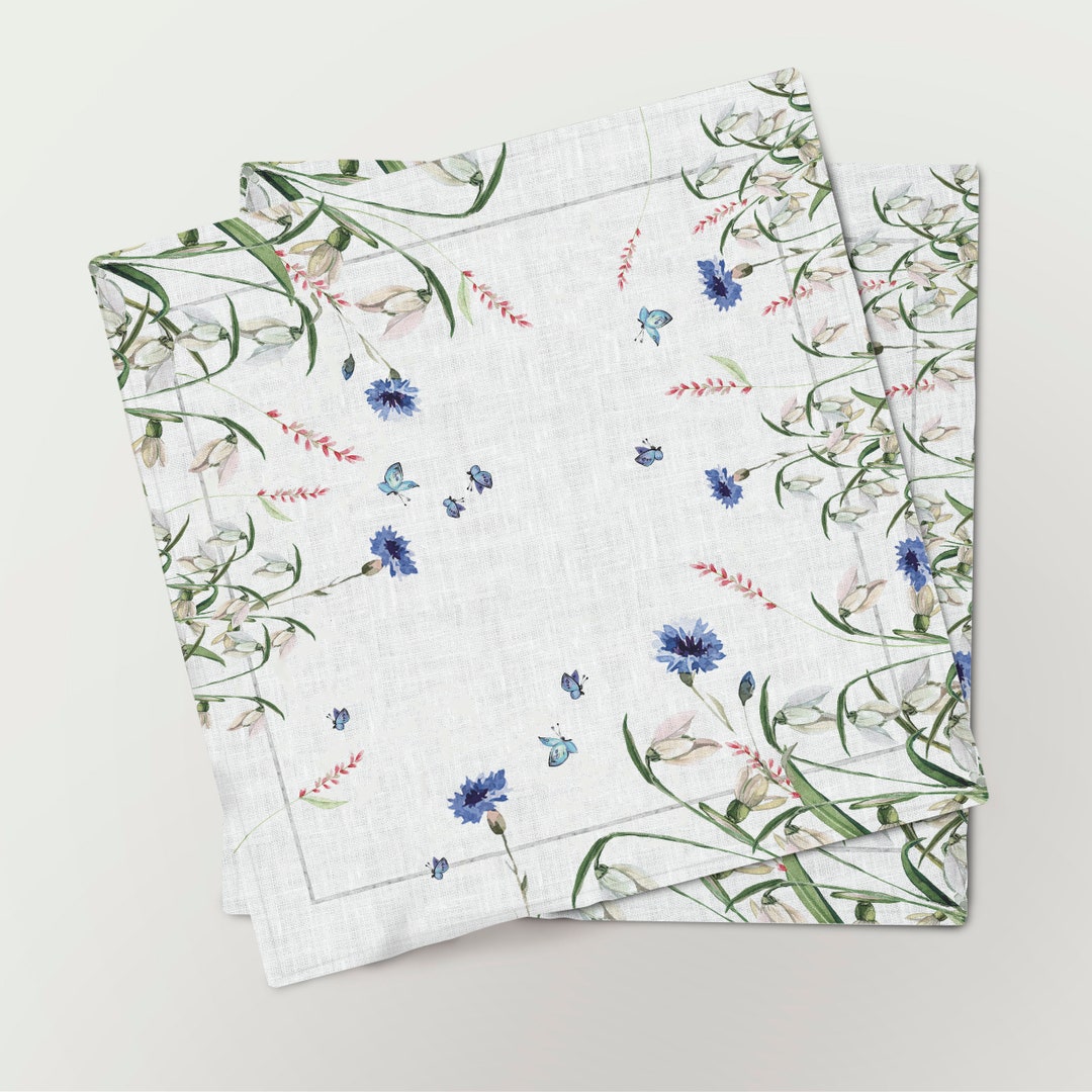 Napkin Set, Cornflowers, Cornflowers Napkins, Easter Decor, Easter ...