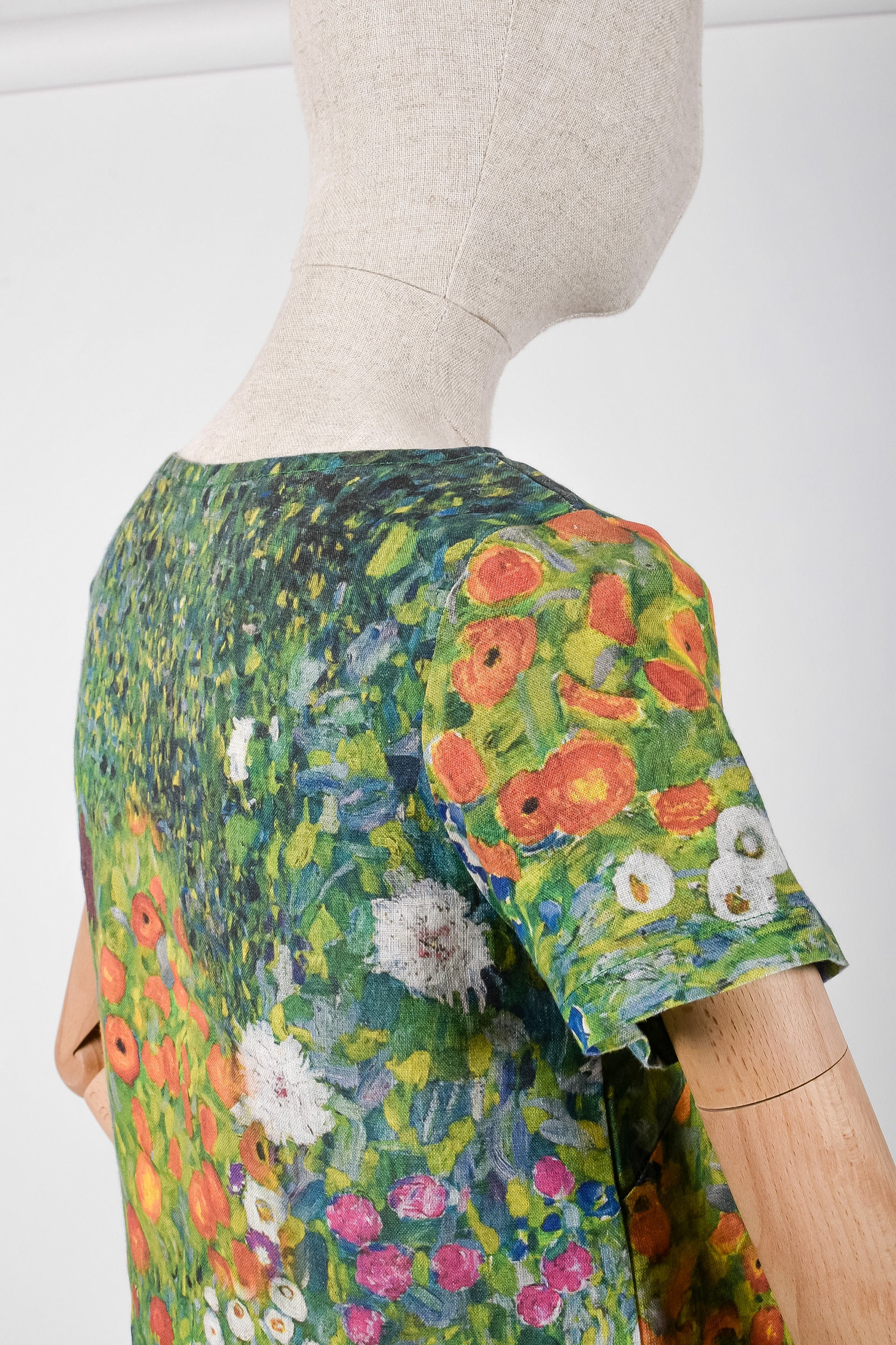 Gustav Klimt, Flower Garden, linen top, linen women shirt, 100% linen ...