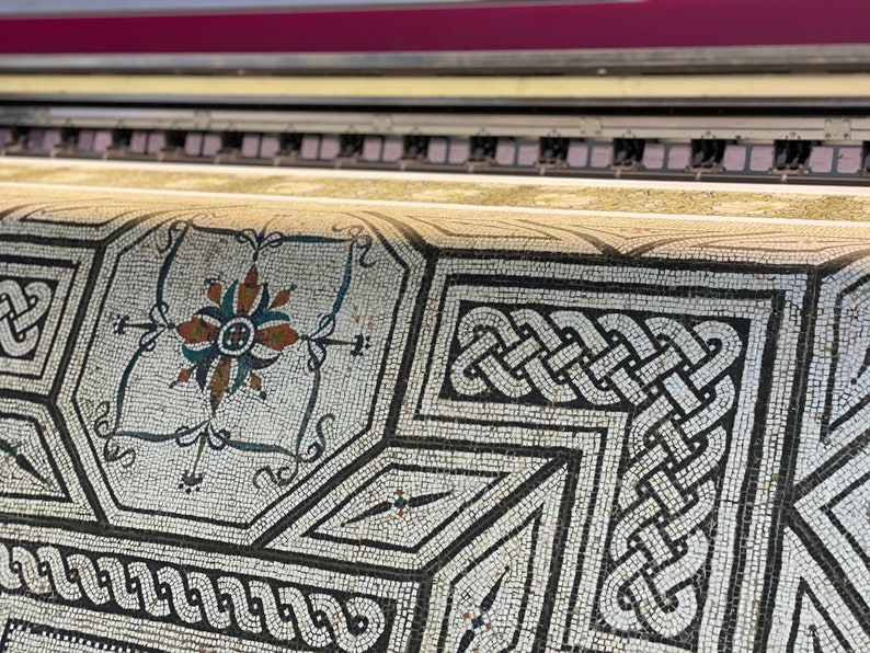 Linen Table Runner, Egyptian Mosaic Print, Handmade in Lithuania - Etsy