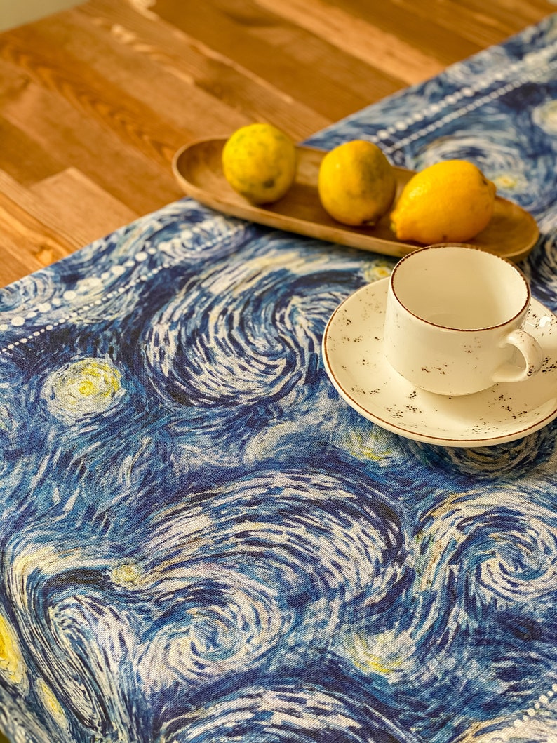 Table Runner Vincent Van Gogh Starry Night Linen Table | Etsy