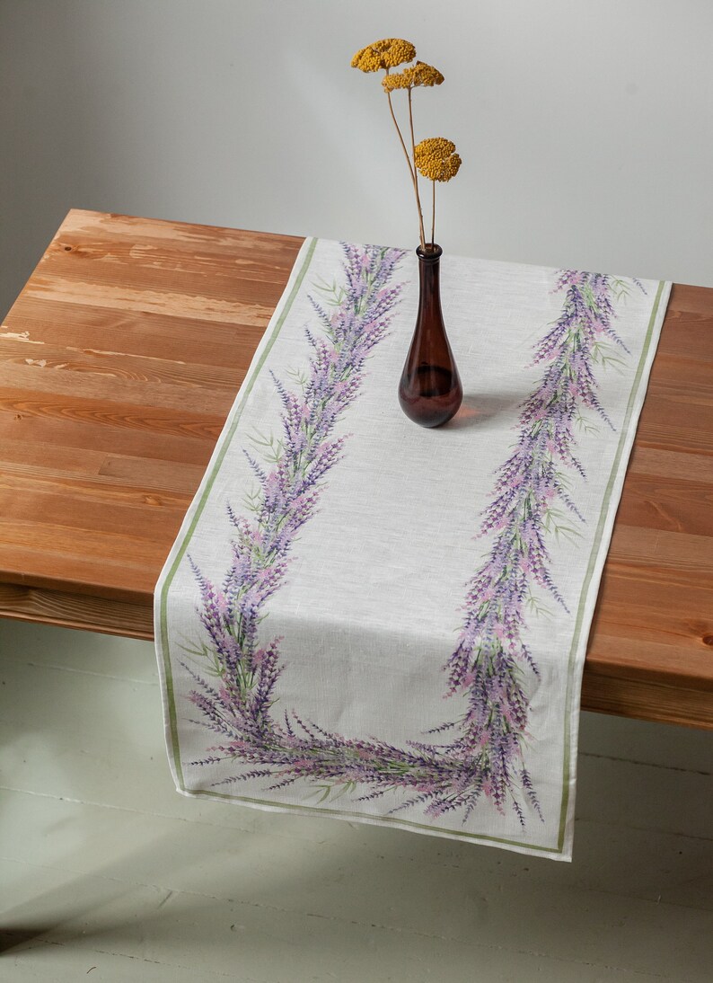 Table runner Lavenders linen custom size housewarming | Etsy