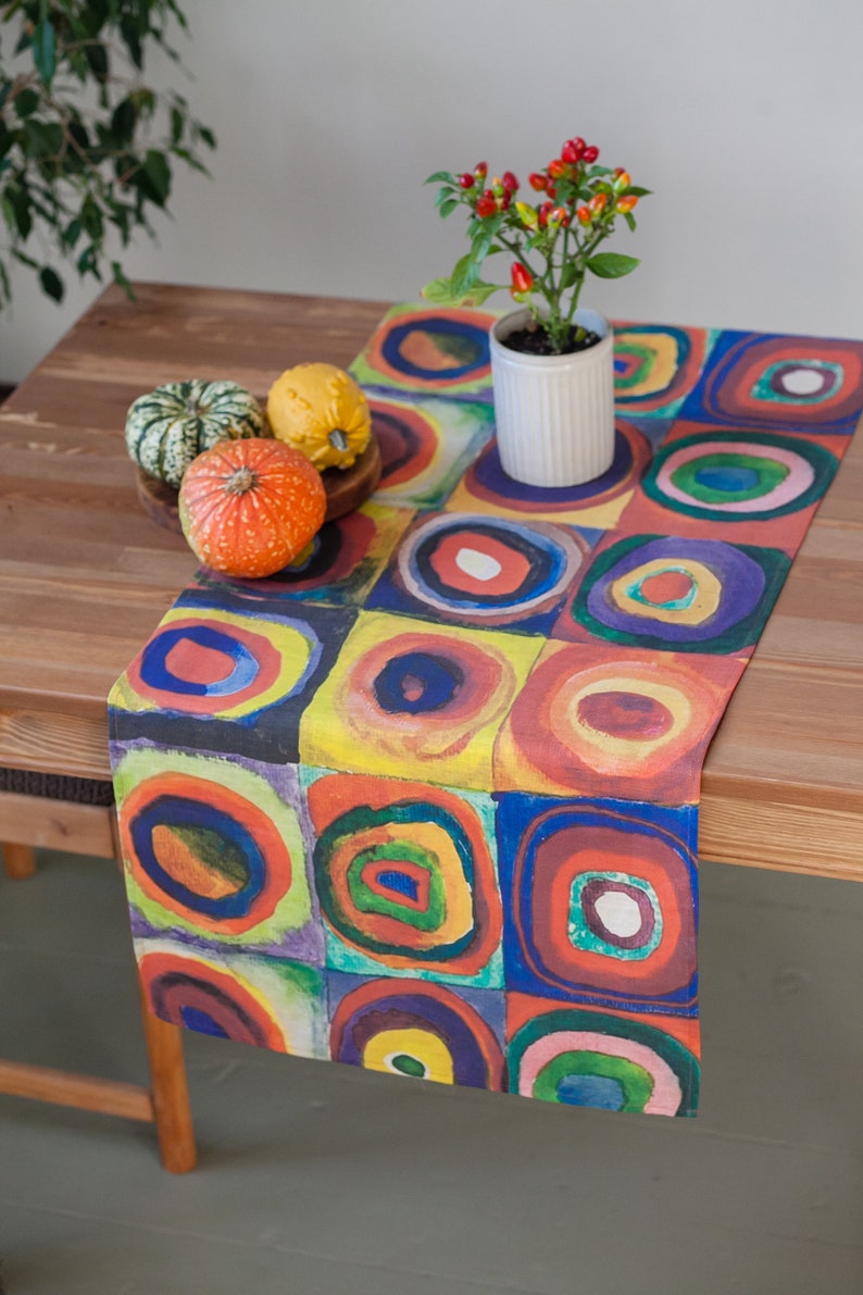 Kandinsky Linen Table Runner, Abstract Art Print - Etsy