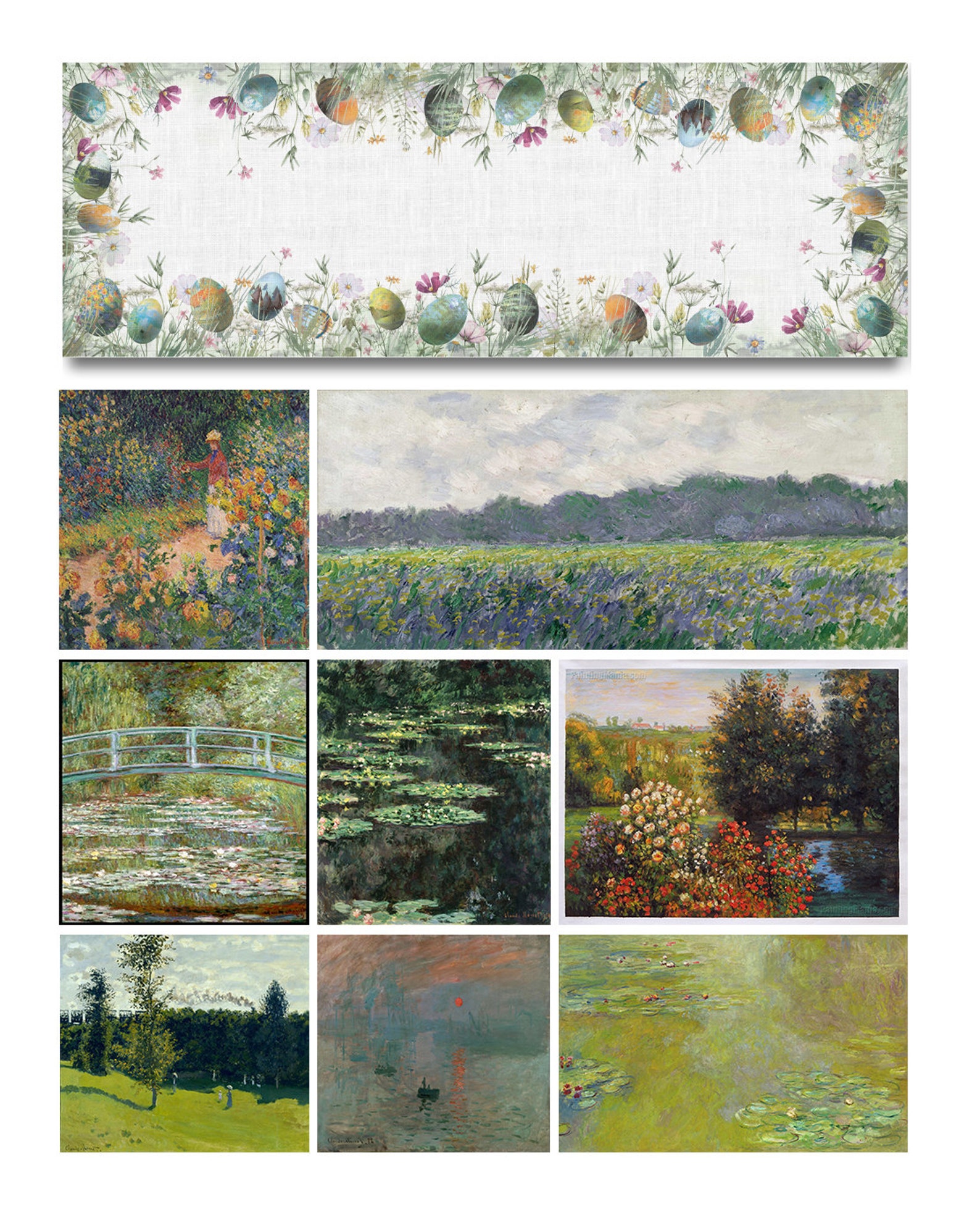 Easter Decor Claude Monet Easter Table Runner Easter Eggs | Etsy