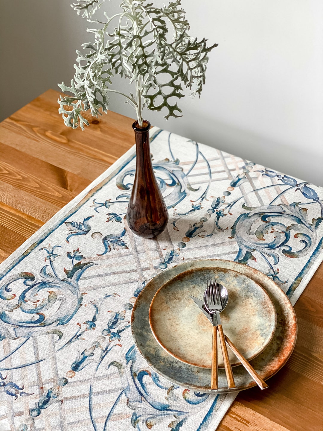 Table Runner, Art Dec, Linen Table Top, 100% Linen, Custom Length Table ...