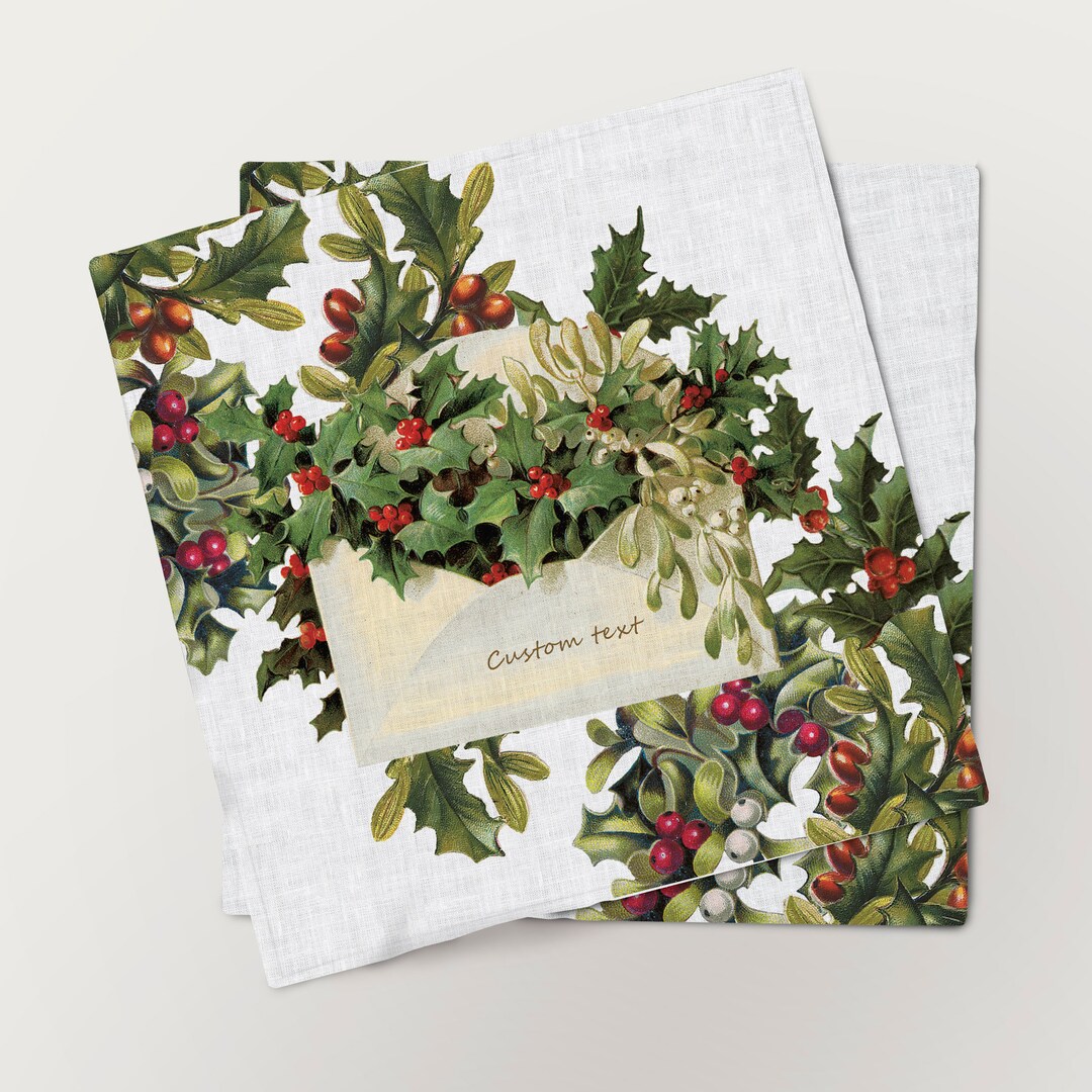 Christmas Napkins Set, Custom Text, 5 Words, Personalized Napkins, Your ...