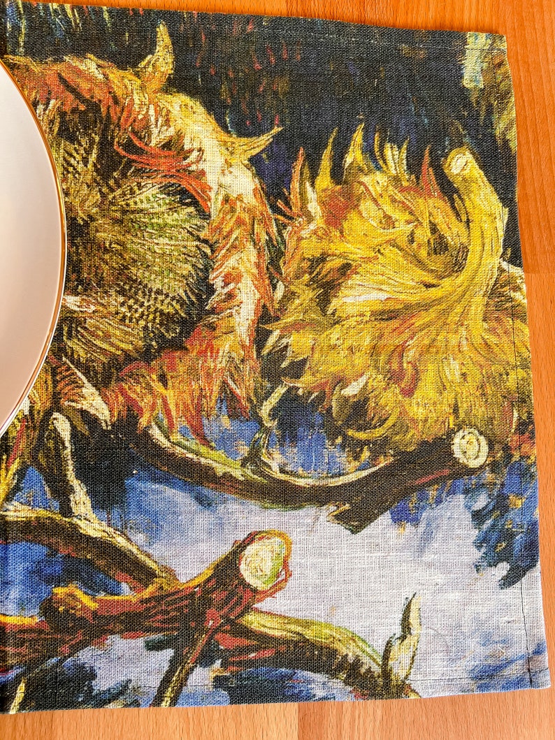 Juego de manteles individuales de lino con girasoles de Van Gogh - Etsy ...