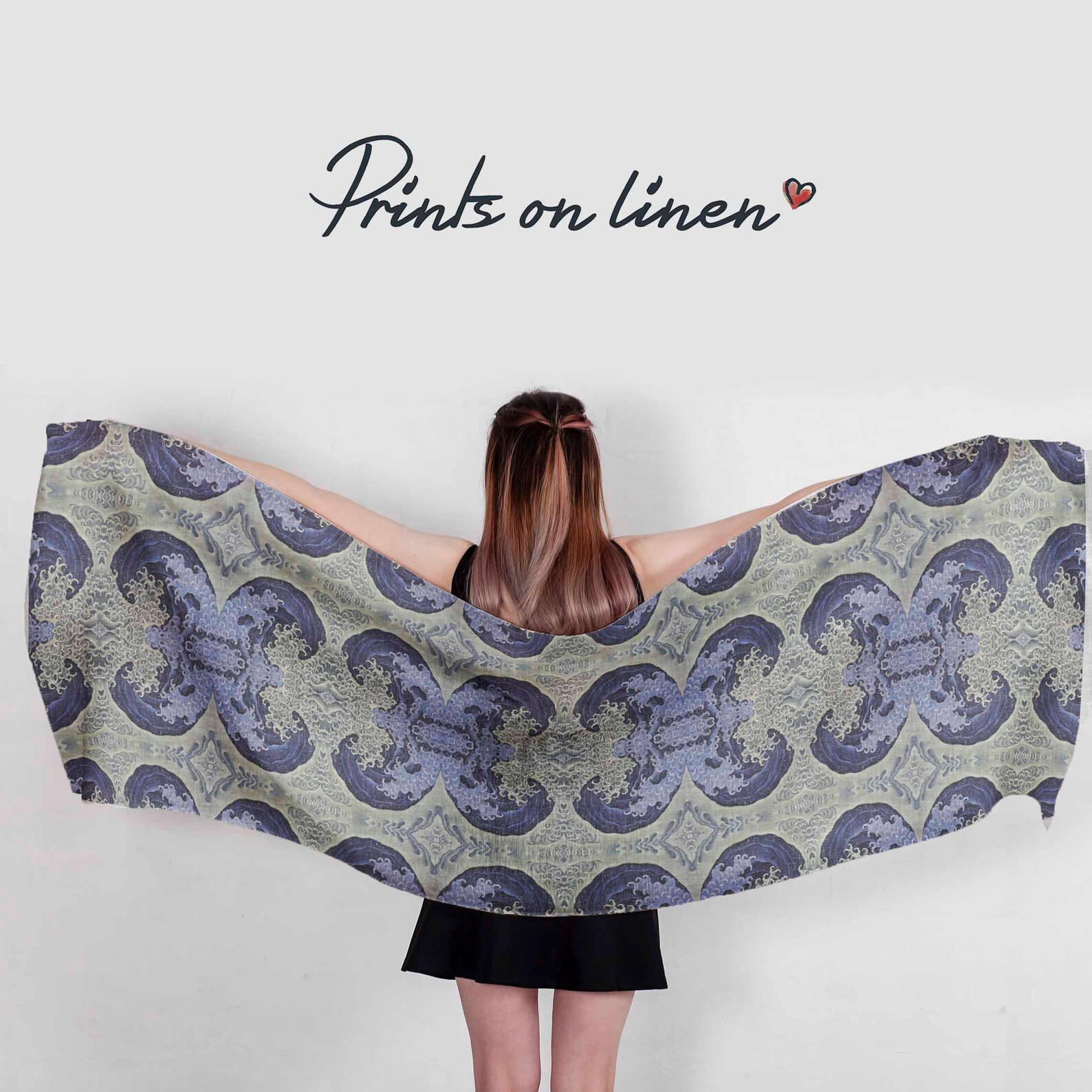 Scarf Hokusai Feminine Wave Linen Scarf Blanket Scarf - Etsy