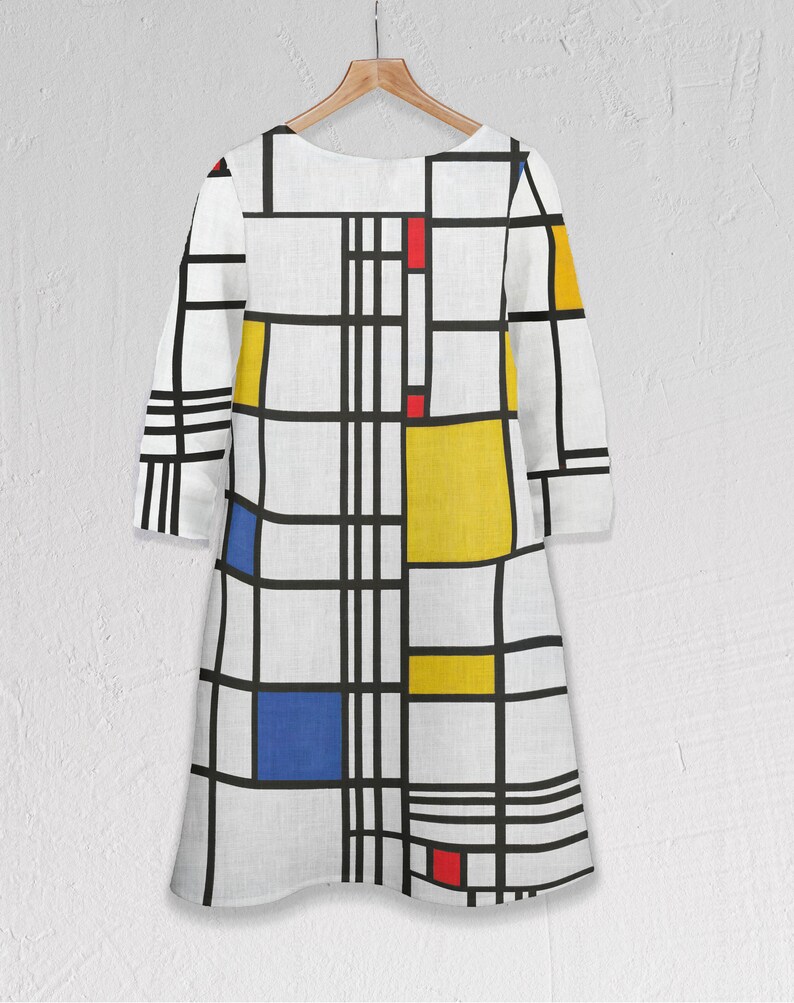 Piet Mondrian Composition Linen Dress Plus Size Dress | Etsy