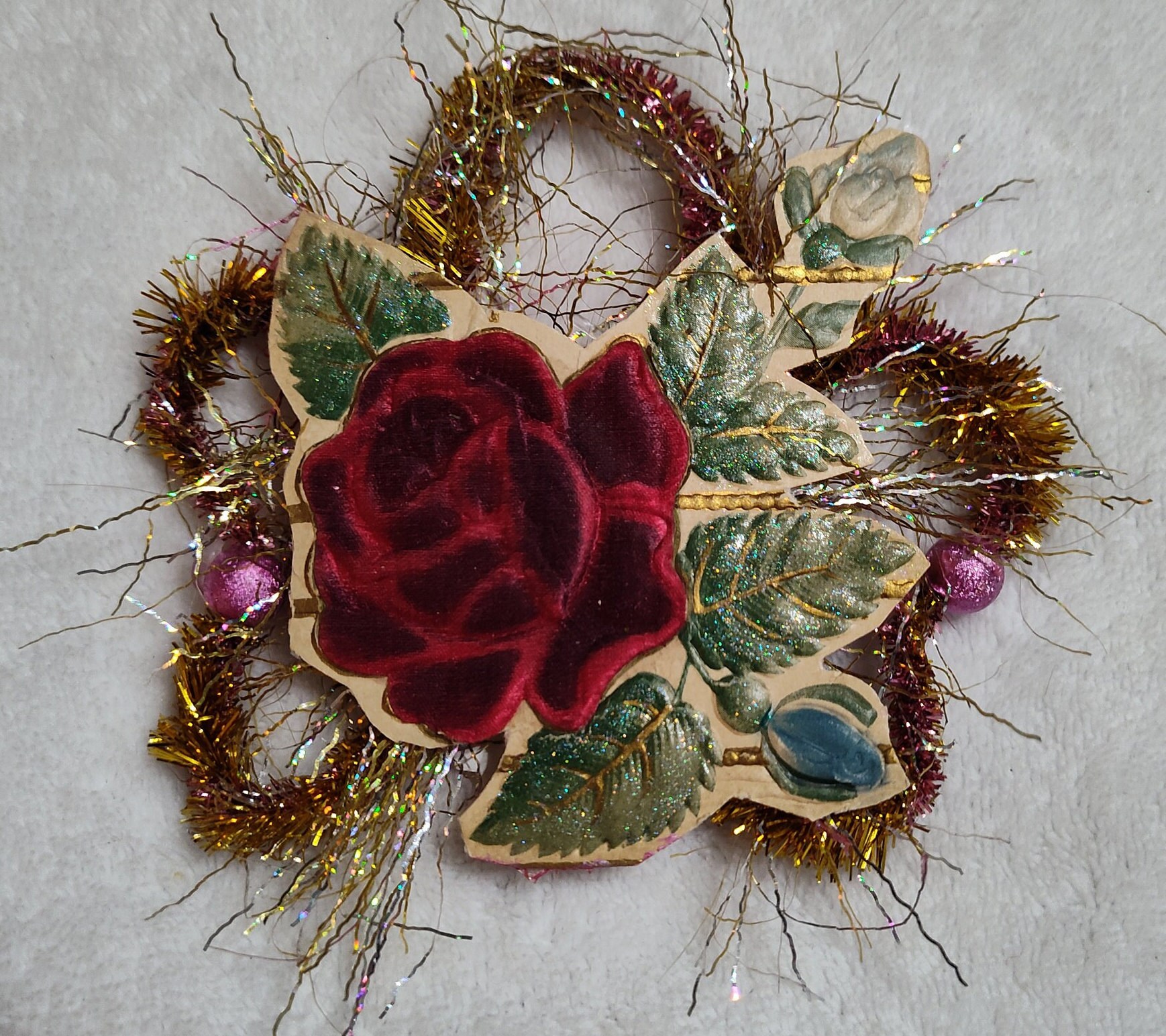 Victorian Dresden Red Rose Valentine Ornament - Etsy