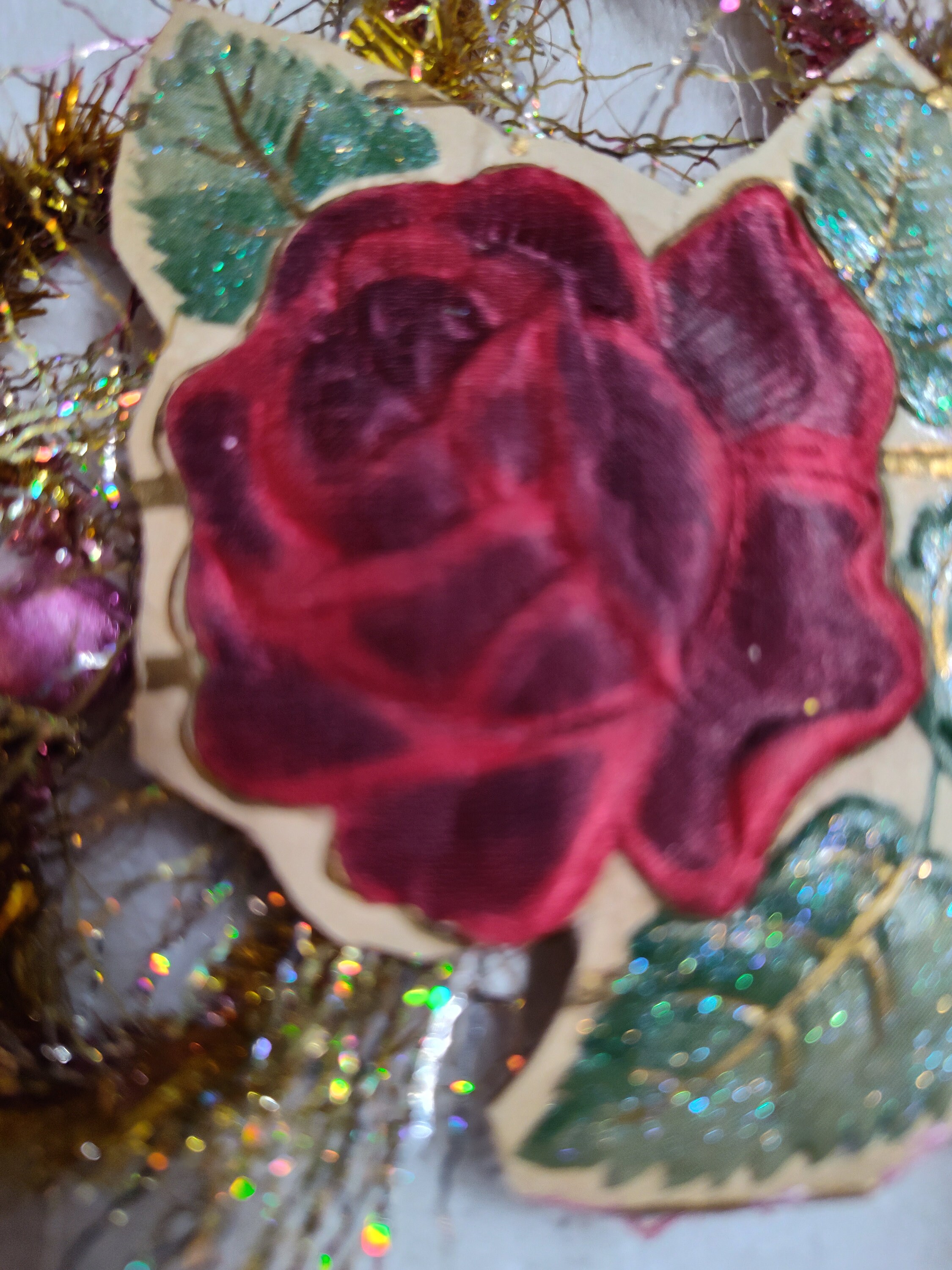 Victorian Dresden Red Rose Valentine Ornament - Etsy