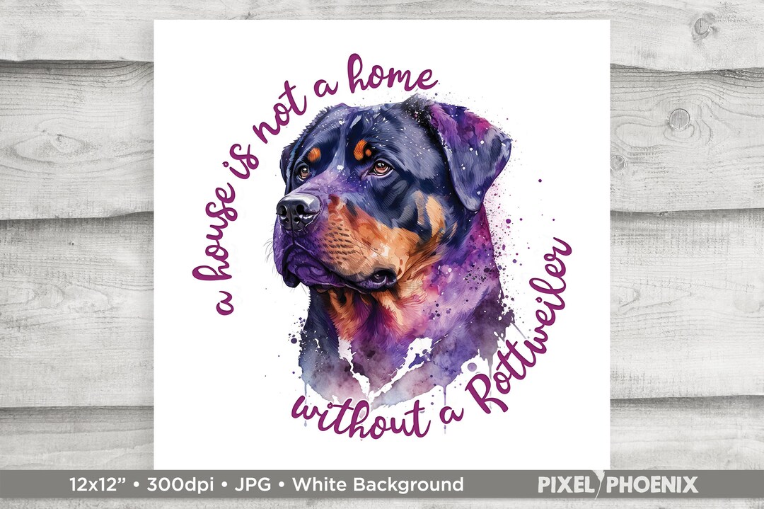 Rottweiler Sublimation Design on a White Background, Rottweiler ...